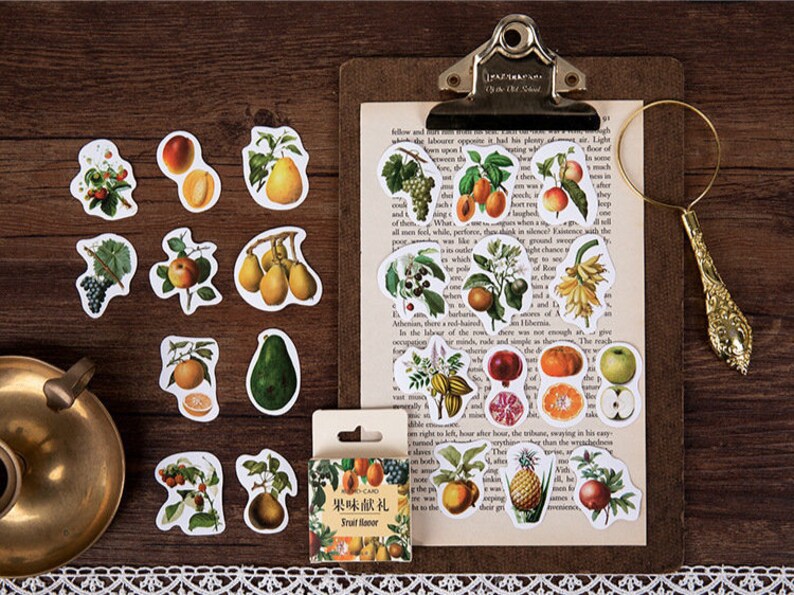 Paper Deco Label Seal Set Fruit 45 Pcs | Etsy