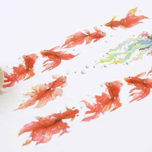 Poisson Rouge - Japanese Washi Masking Tape - 30mm Wide - 7.6 Yard - Etsy