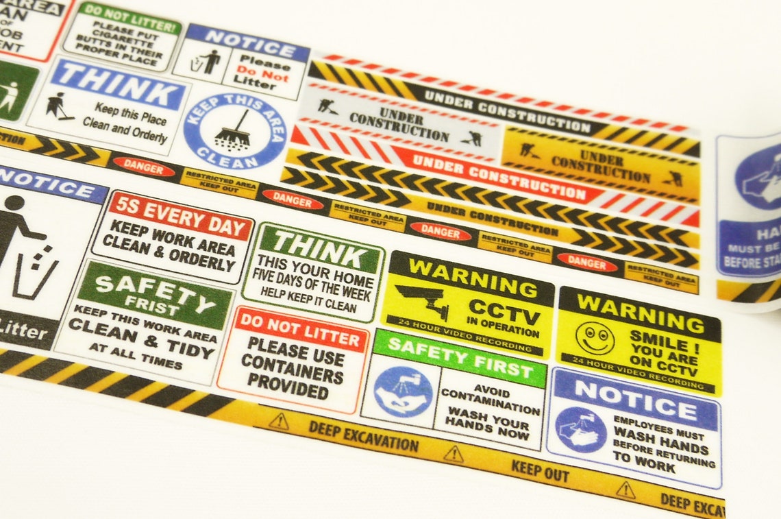 Warning Japanese Washi Masking Tape 40mm wide 5.5 Yard | Etsy