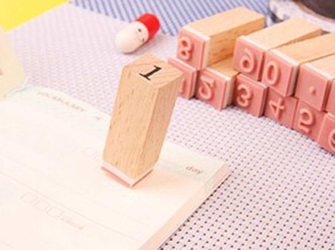 Wooden Rubber Stamp Set Mini Diary Stamp Set Number 12 | Etsy