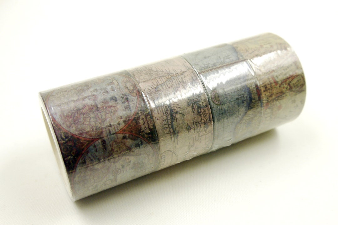 Map Collection - Japanese Washi Masking Paper Tape Set - 4 Rolls - 3.3 ...