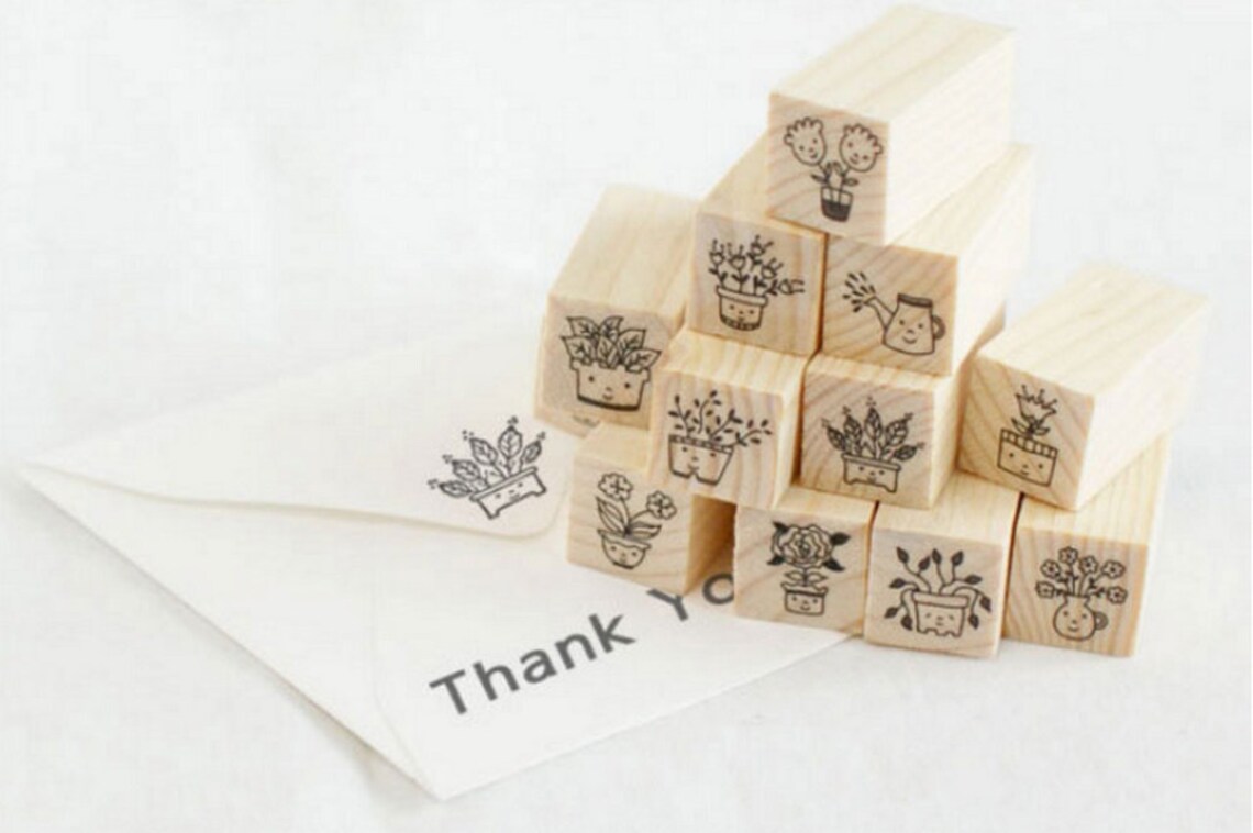 Wooden Rubber Stamp Set DIY Cat Pattern Stamps 12 Pcs | Etsy