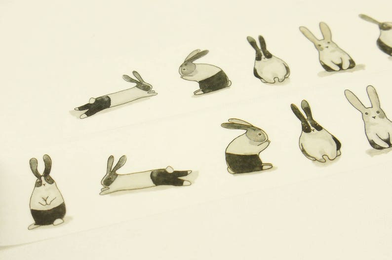 Grey Rabbit Japanese Washi Sticker Tape 30mm Wide 5.5 | Etsy