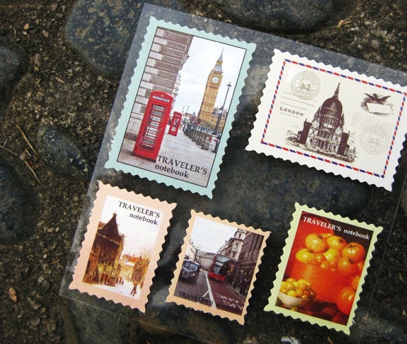 Paper Deco Sticker Set Post Stamp Britain 4 Sheets in | Etsy