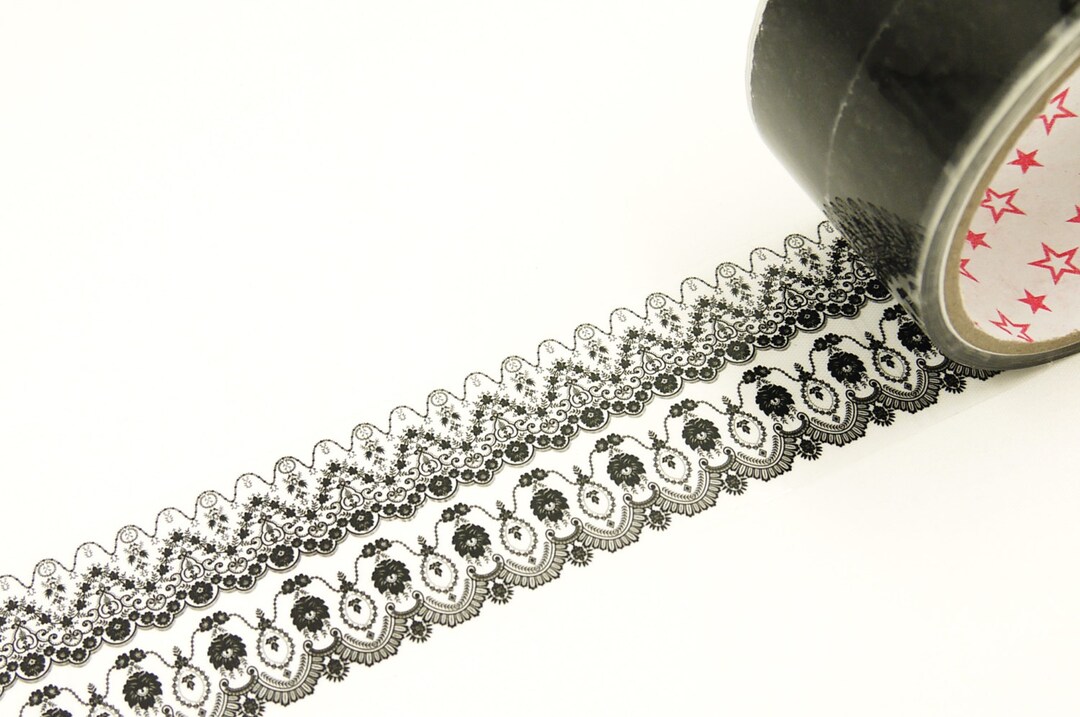 Translucent Wide Sticker Tape - Black Lace 6 - 48mm Wide - 16 Yard - Etsy