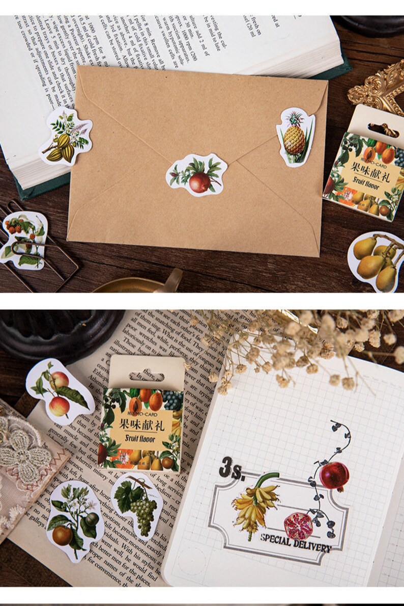 Paper Deco Label Seal Set Fruit 45 Pcs | Etsy