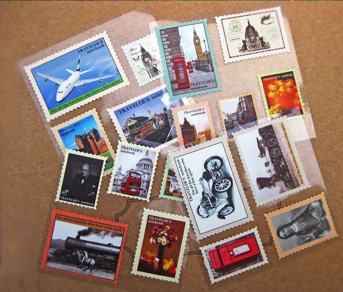 Paper Deco Sticker Set Post Stamp Britain 4 Sheets in | Etsy