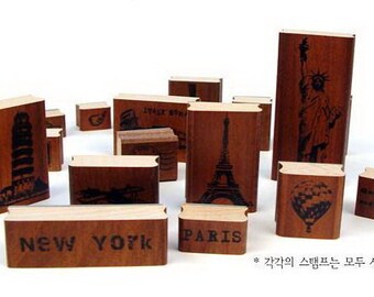 Retro Wooden Stamp Box Set Travel Around the World 15 - Etsy