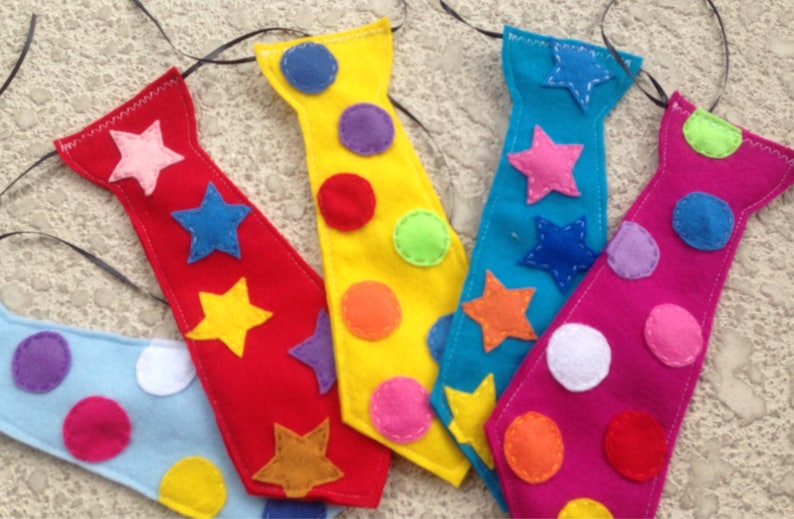 CIRCUS CLOWN TIE/felt tie party supplies /photo prom/party | Etsy