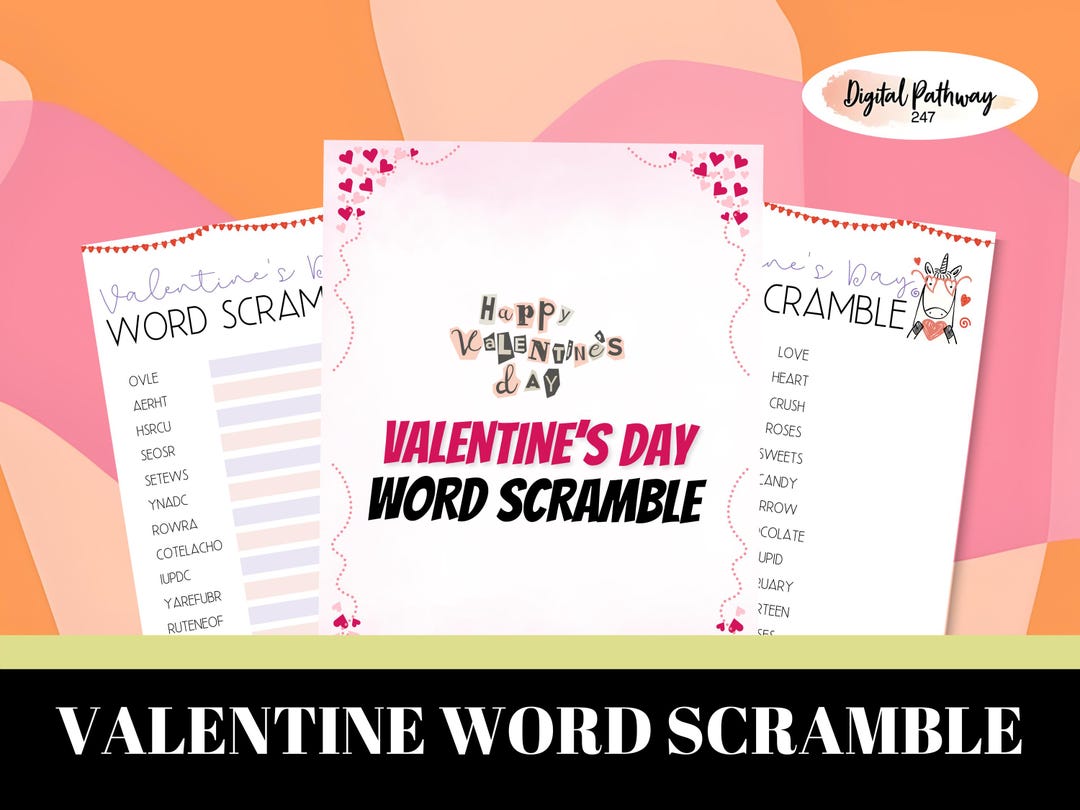 Valentine's Day Word Scramble Game - Etsy