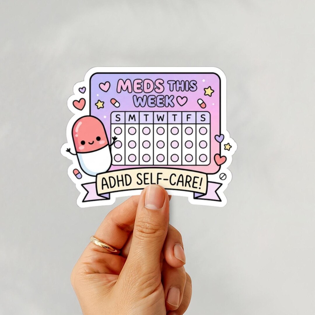 ADHD Meds Tracker Stickers Waterproof Vinyl Stickers Mental Health Self ...