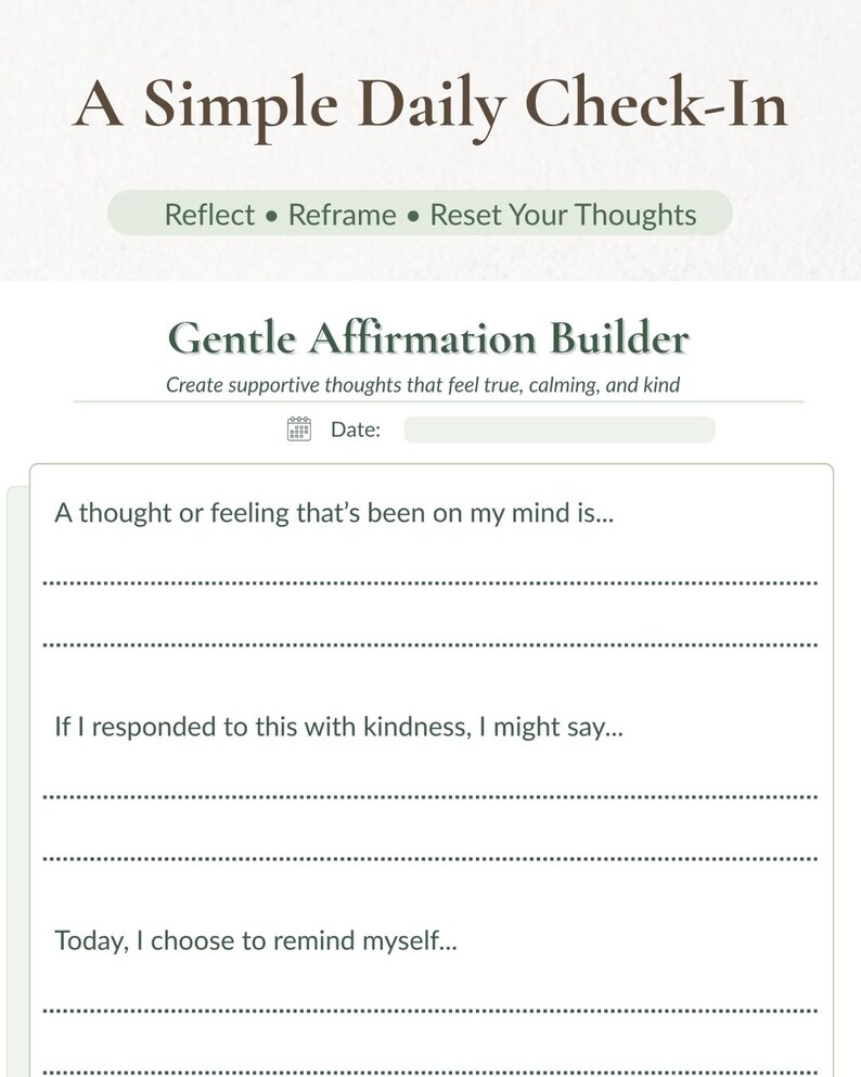 Positive Self Talk Worksheet Printable, Affirmation Builder, Self Love ...
