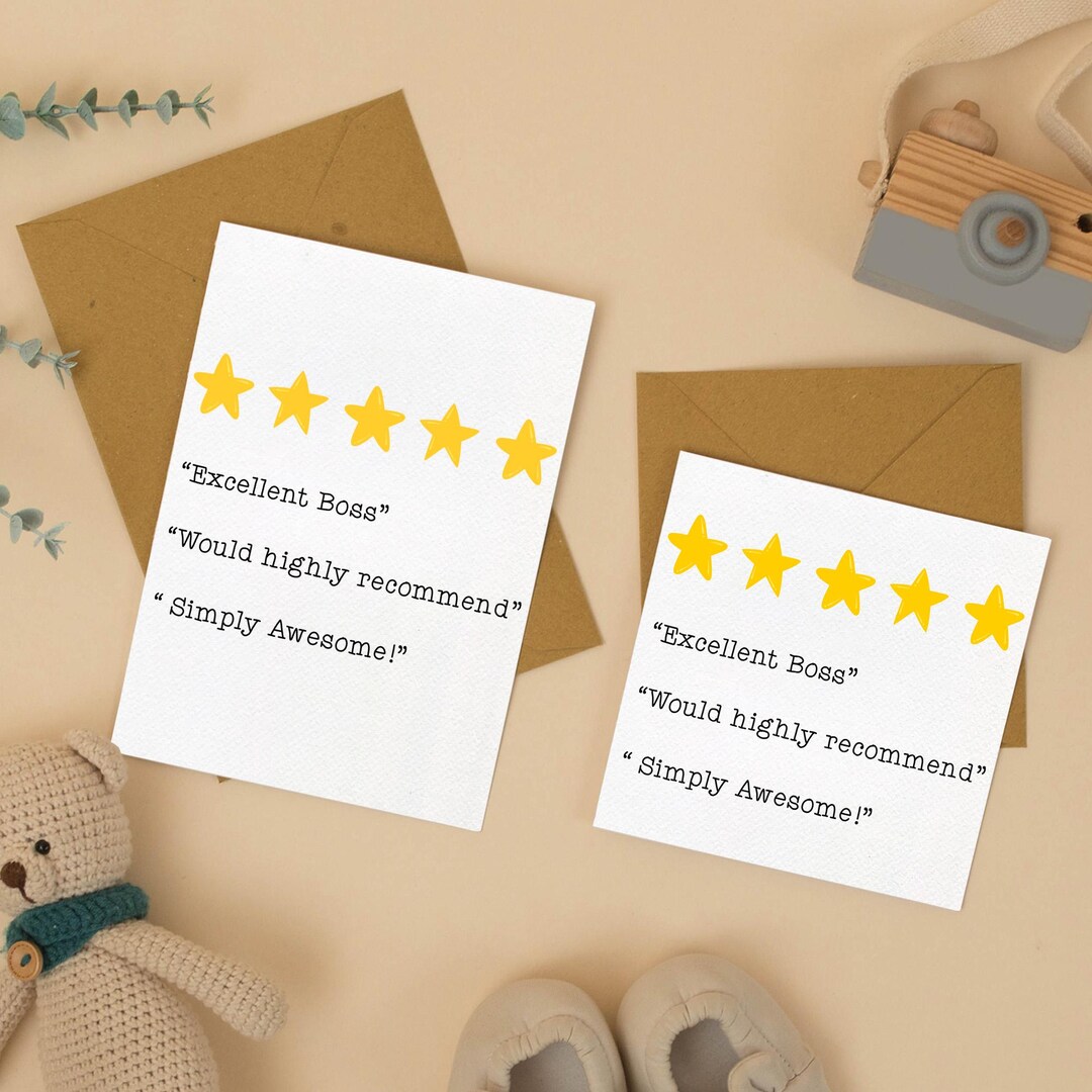 Funny 5-star Boss Card, Appreciation Gift - Etsy