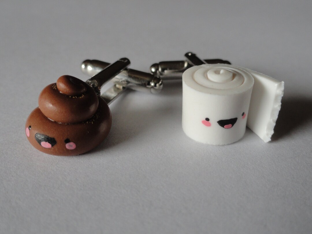 Happy Poop and Toilet Paper Cufflinks, Lapel Pins, Tie Bars, Earrings ...