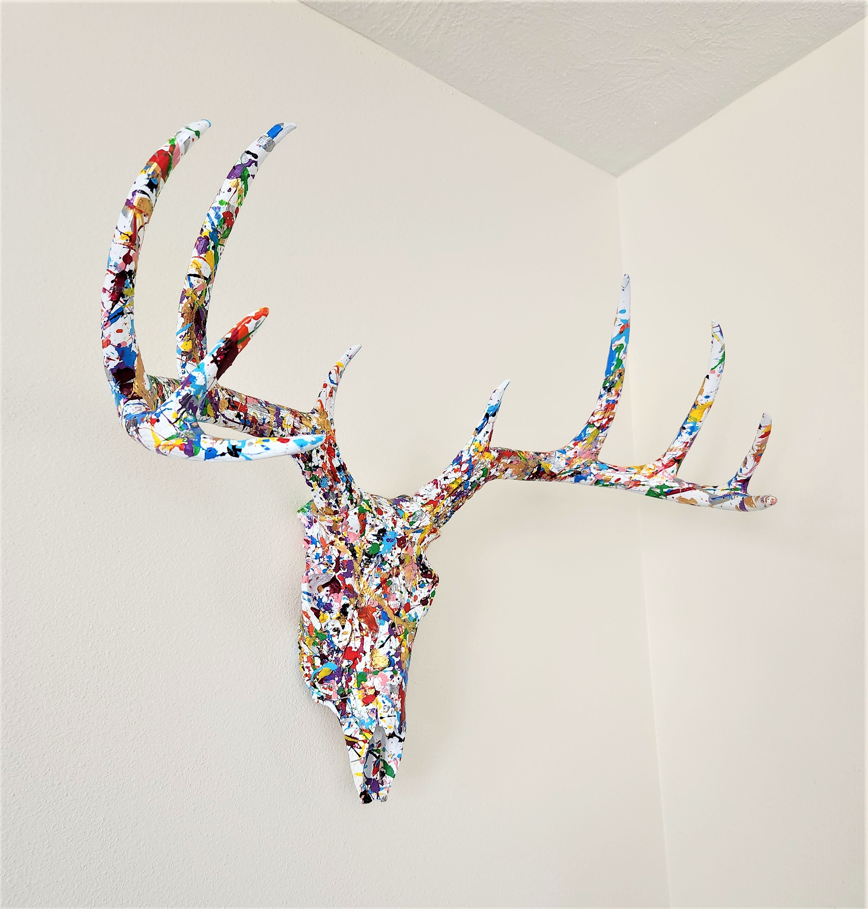 Abstract Expressionist Faux Buck or Stag Deer Skull Head -- Custom ...