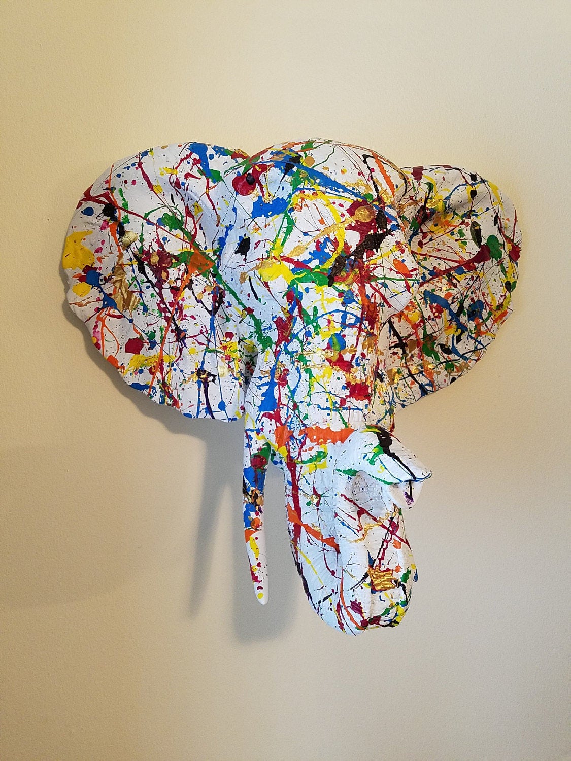 Abstract Expressionist Elephant Head Custom Painted Animal | Etsy