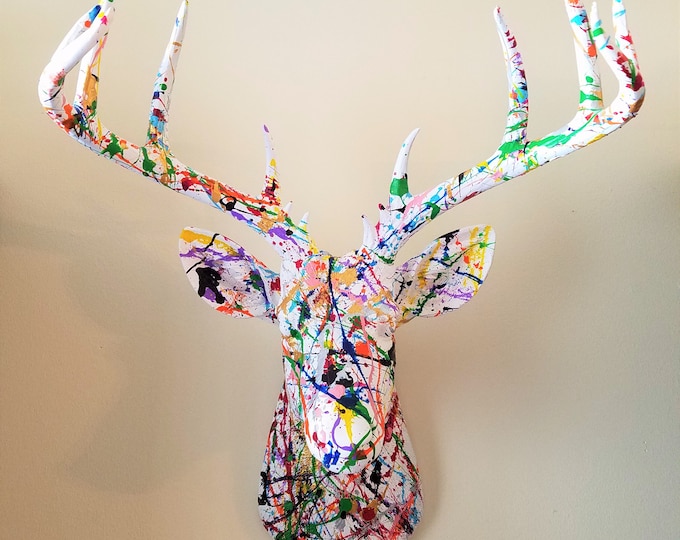 Abstract Expressionist Buck Deer Head Custom Painted Animal Head ...