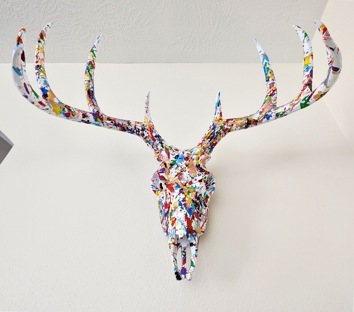 Abstract Expressionist Faux Buck or Stag Deer Skull Head -- Custom ...