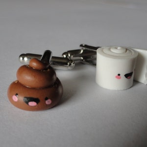 Happy Poop and Toilet Paper Cufflinks, Lapel Pins, Tie Bars, Earrings ...