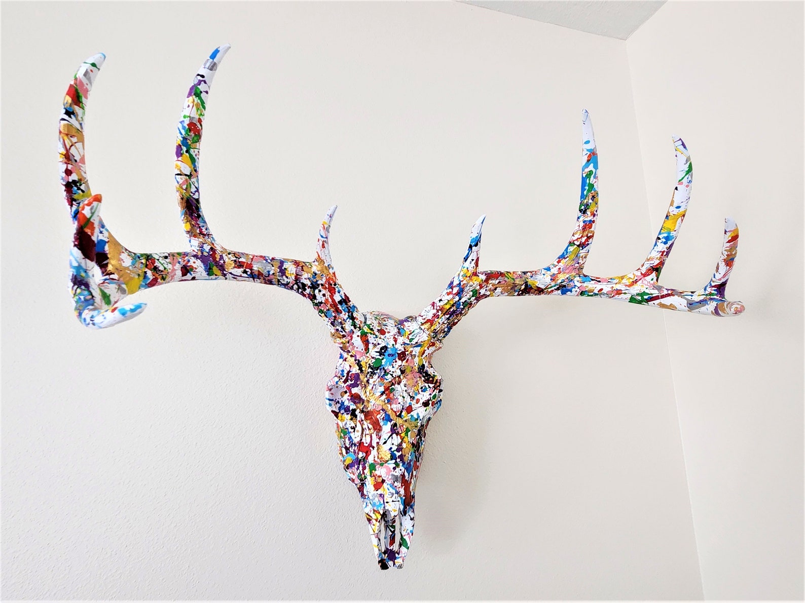 Abstract Expressionist Faux Buck or Stag Deer Skull Head -- Custom ...