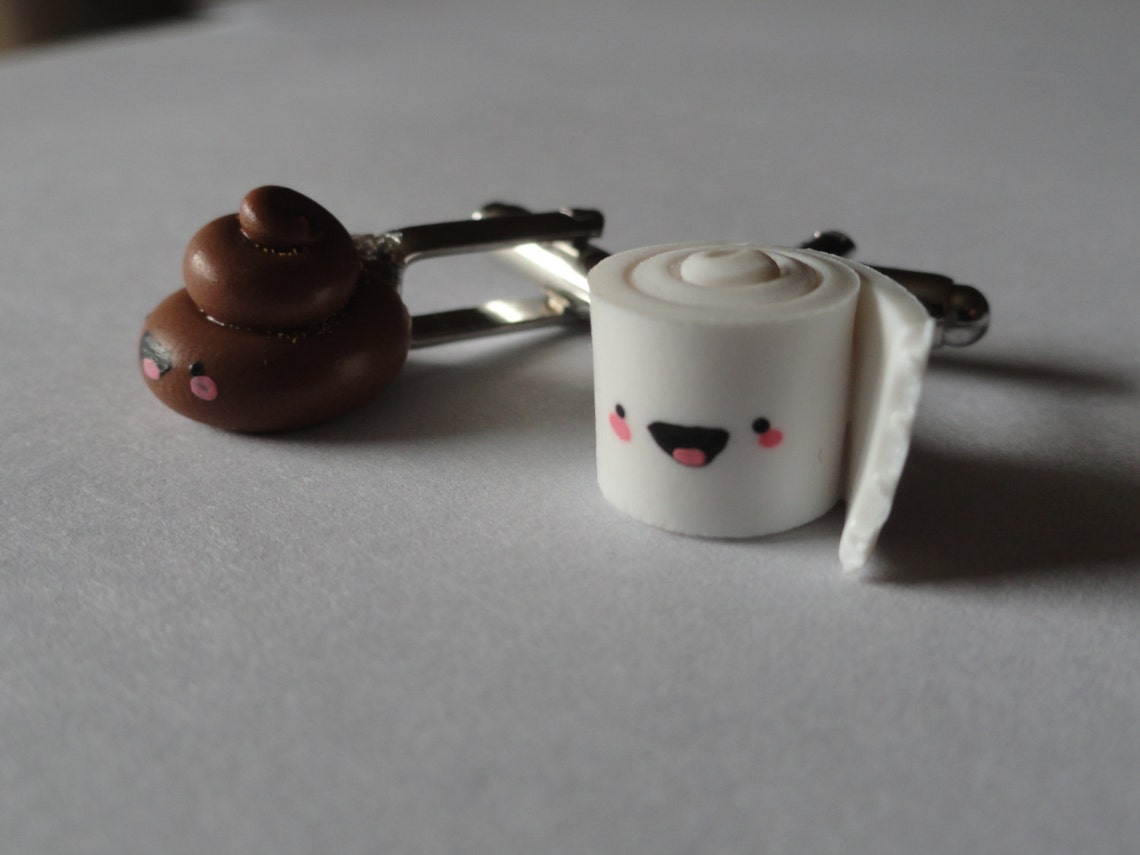 Happy Poop and Toilet Paper Cufflinks Lapel Pins Tie Bars - Etsy