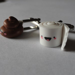 Happy Poop and Toilet Paper Cufflinks, Lapel Pins, Tie Bars, Earrings ...