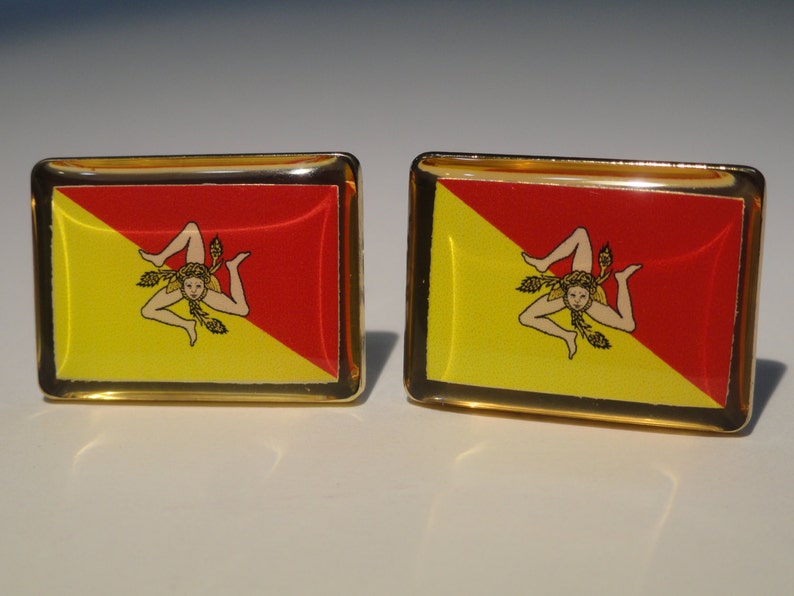 Sicilian Flag Cufflinks Lapel Pins Tie Bars Earrings - Etsy