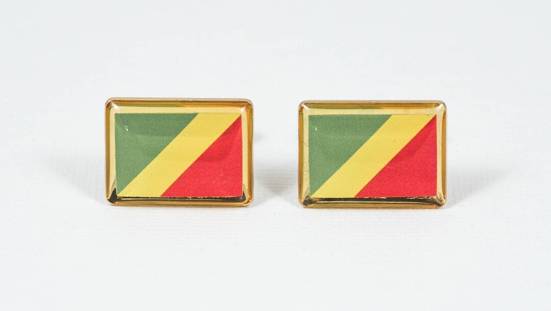 Republic of the Congo Flag Cufflinks, Lapel Pins, Tie Bars, Earrings ...