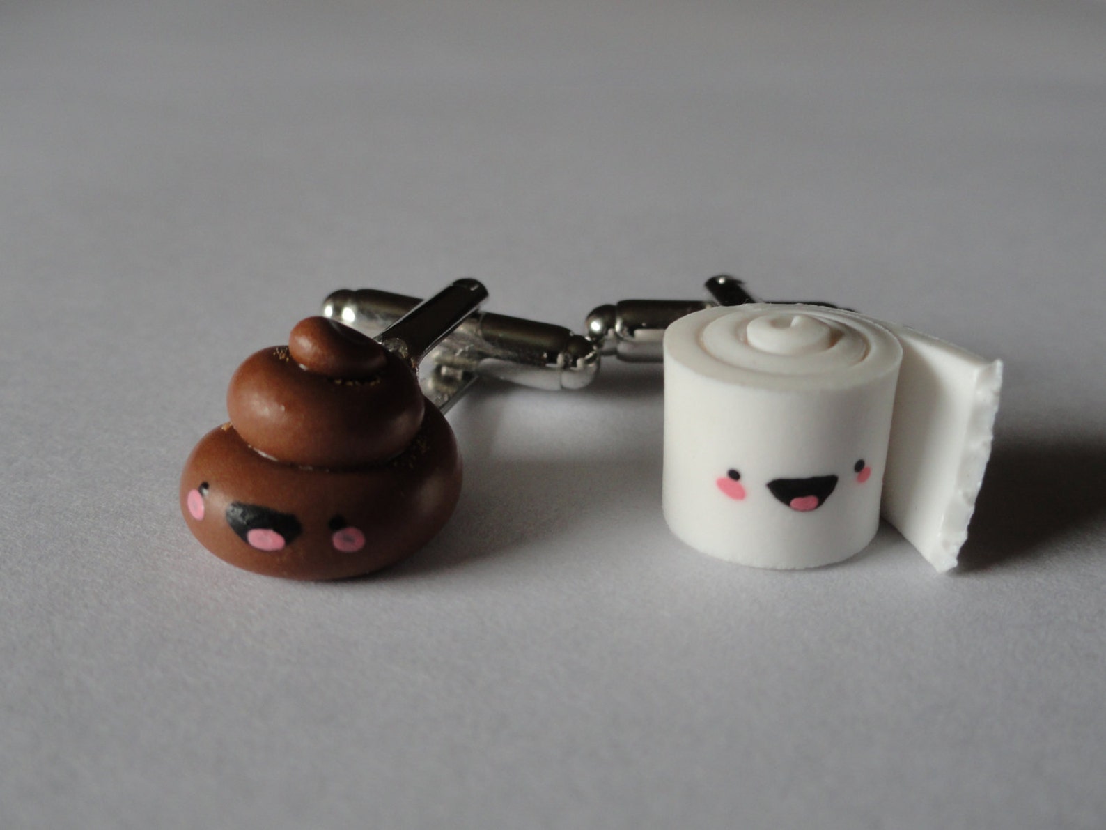 Happy Poop and Toilet Paper Cufflinks, Lapel Pins, Tie Bars, Earrings ...