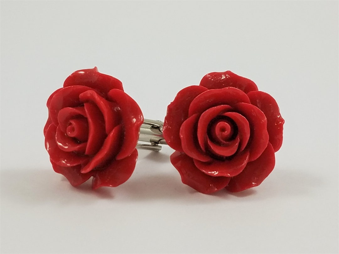Red Rose Cufflinks, Lapel Pins, Tie Bars, Earrings, Jewelry and ...