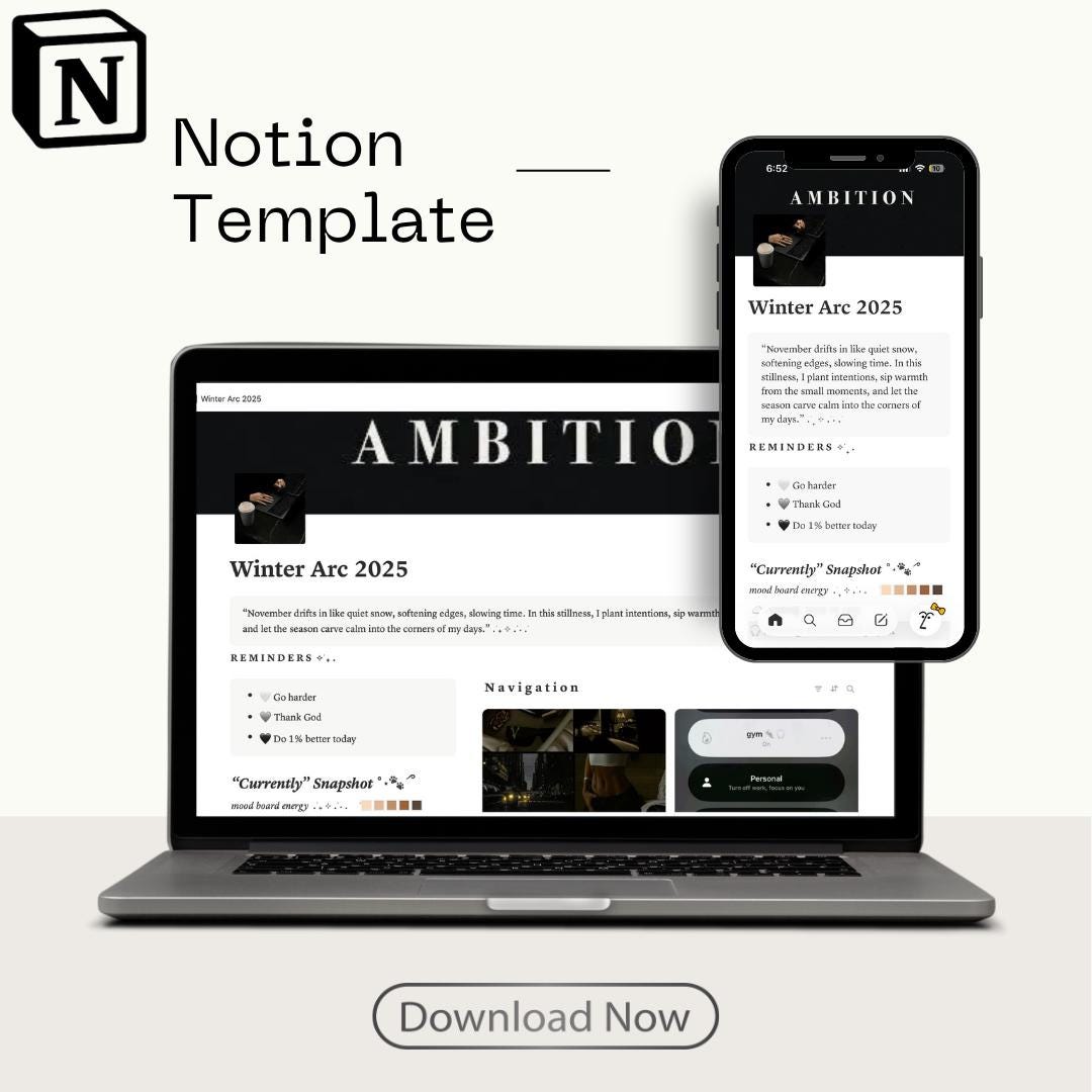 Winter Arc 2025 Digital Notion Planner - Etsy