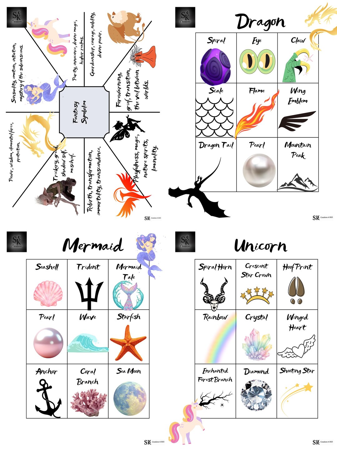 Fantasy Symbolism Printable Mats & Guides Bundle (PDF Download) - Etsy