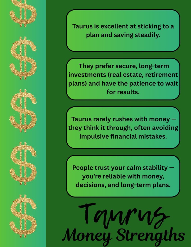 Taurus Money Strength Flyer | Zodiac Signs & Astrology Meanings | Birth ...