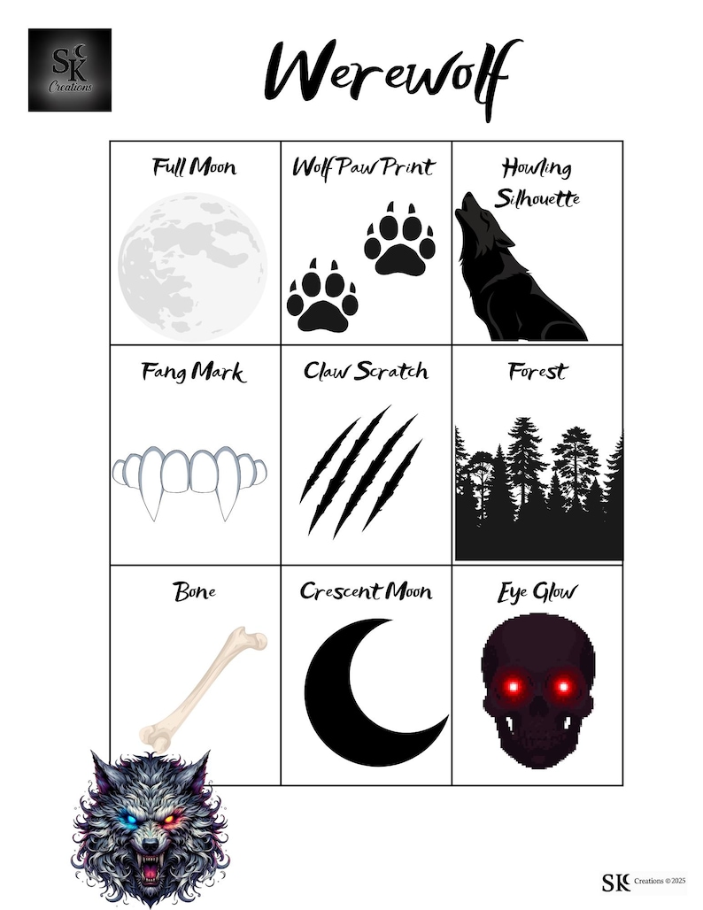 Werewolf Fantasy Symbolism Charm Casting Mat & Guide Printable PDF ...