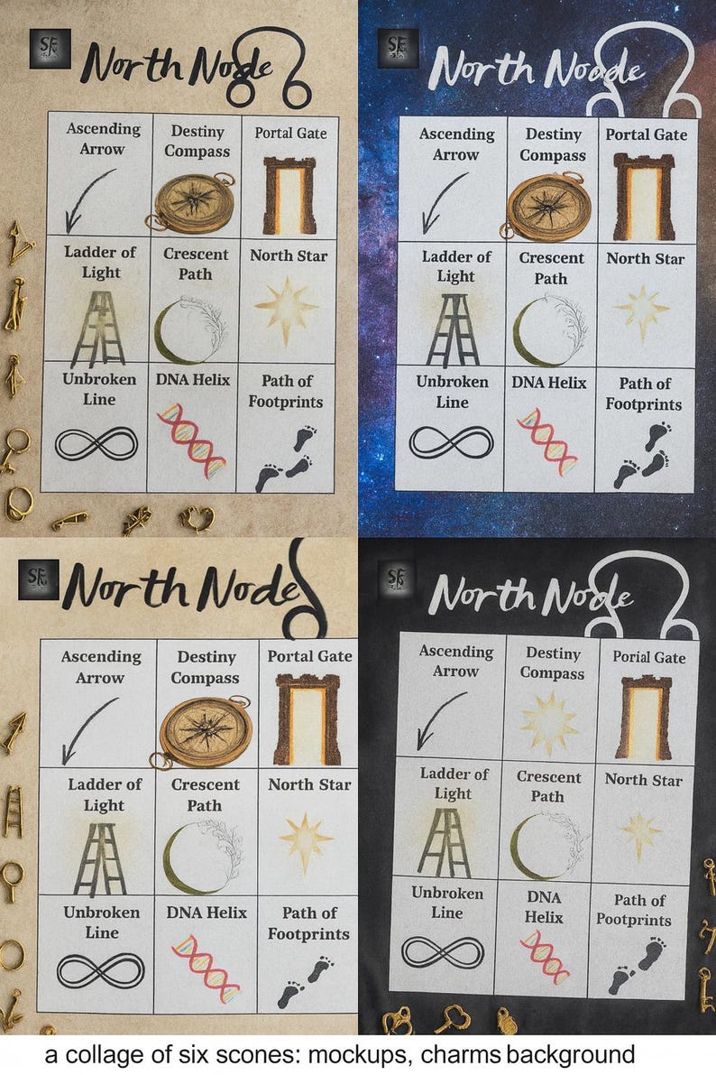 North Node Astrology Guide | 9 Symbol Meanings | Soul Purpose Chart | Destiny Path Printable ...