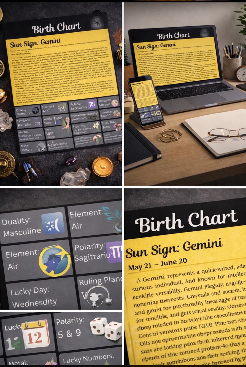 Gemini Sun Sign Astrology Printable PDF Download - Etsy