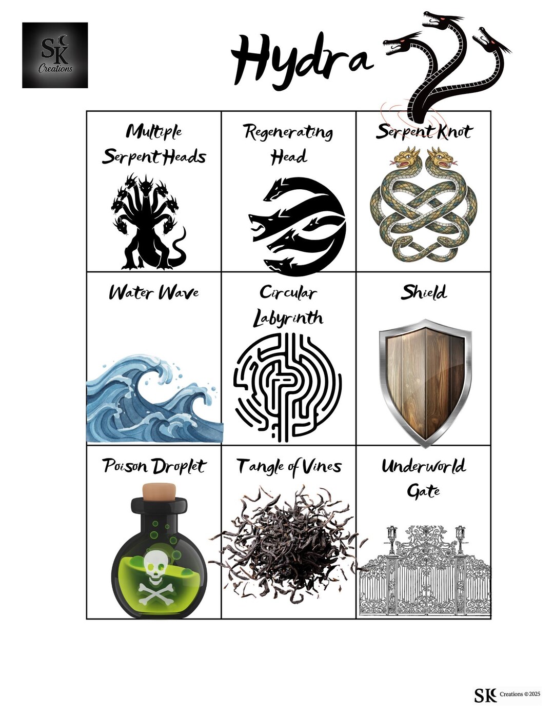 Hydra Fantasy Symbolism Charm Casting Mat Printable PDF Download - Etsy