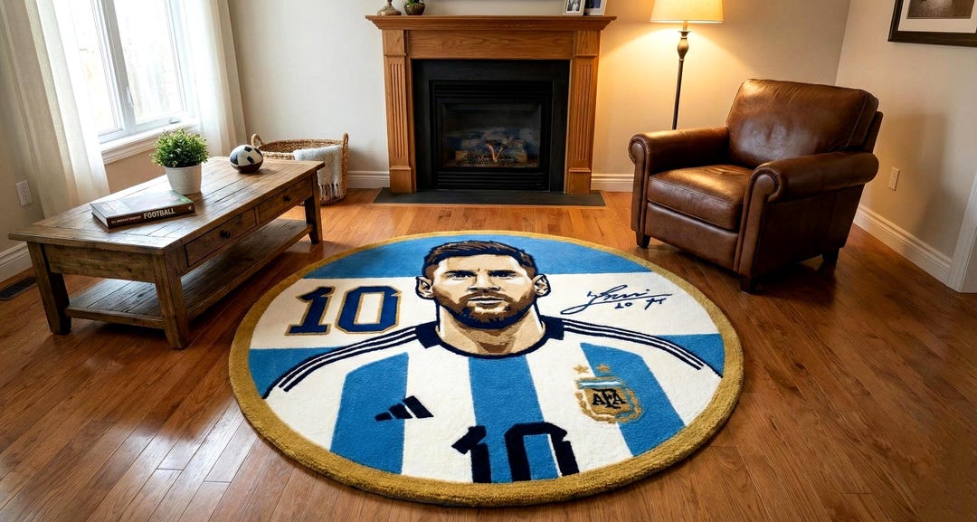Lionel Messi 10 Argentina Soccer Rug - Hand-tufted Football Fan Decor ...