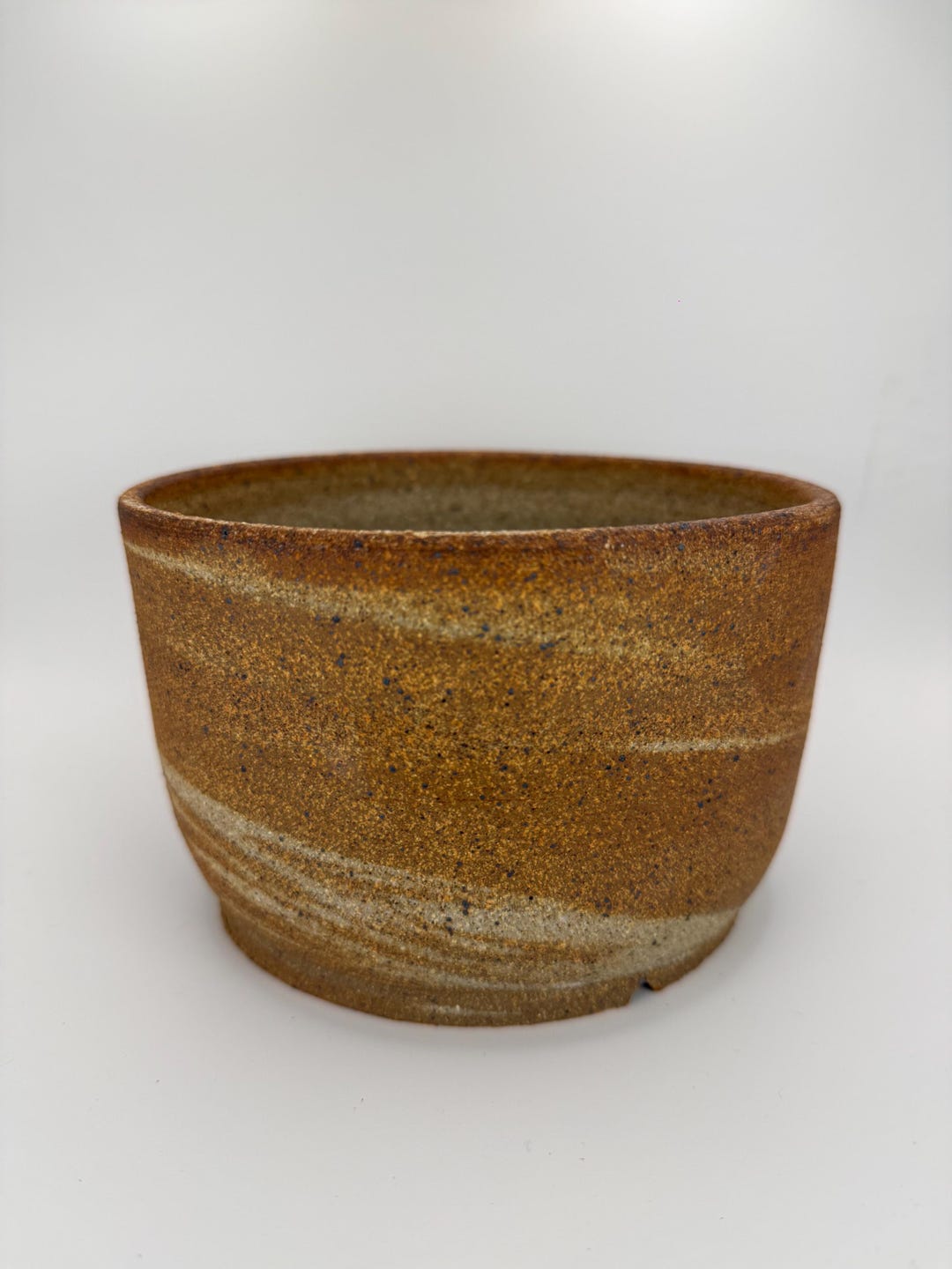 Handmade Brown Marbled Stoneware Ceramic Planter With Drainage Holes ...