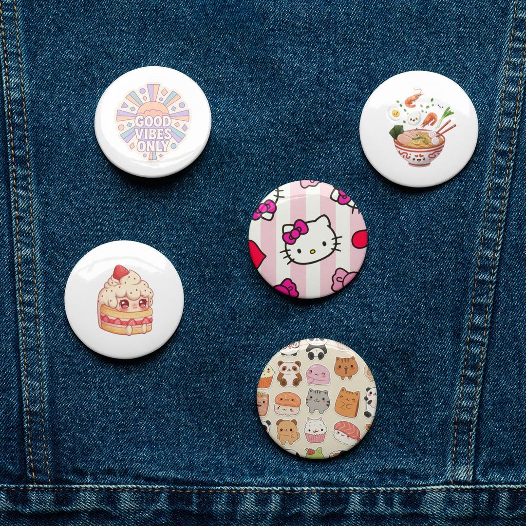 Kawaii Tinplate Pin Set – Hello Kitty, Pastel Cartoon Pins - Etsy