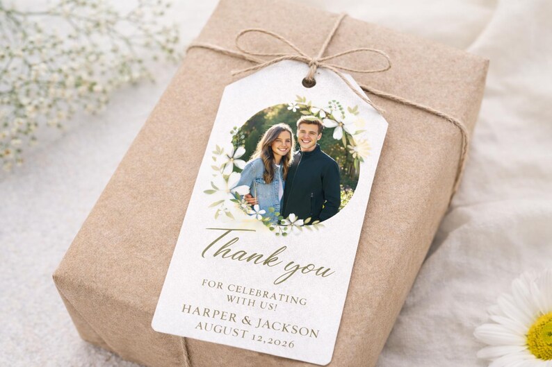 Set of 10/personalized Double Sided Photo Wedding Thank You Tags ...
