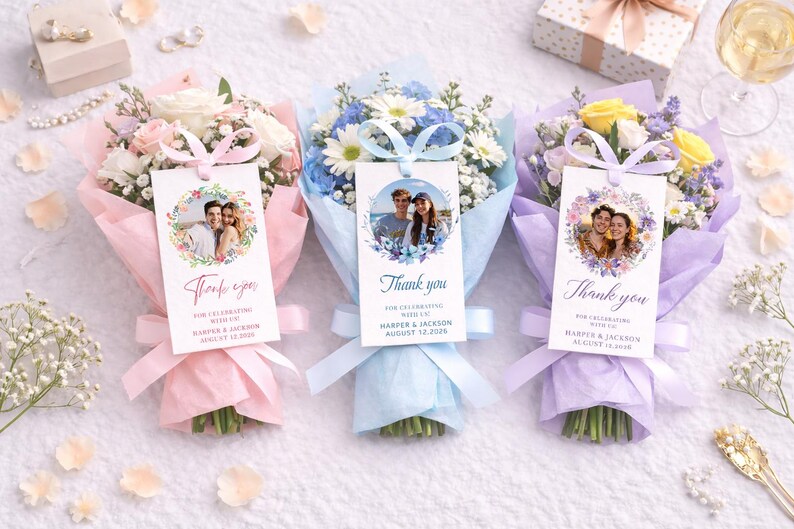 Set of 15,hanging Tag Style With Matching Ribbon,personalized Photo ...