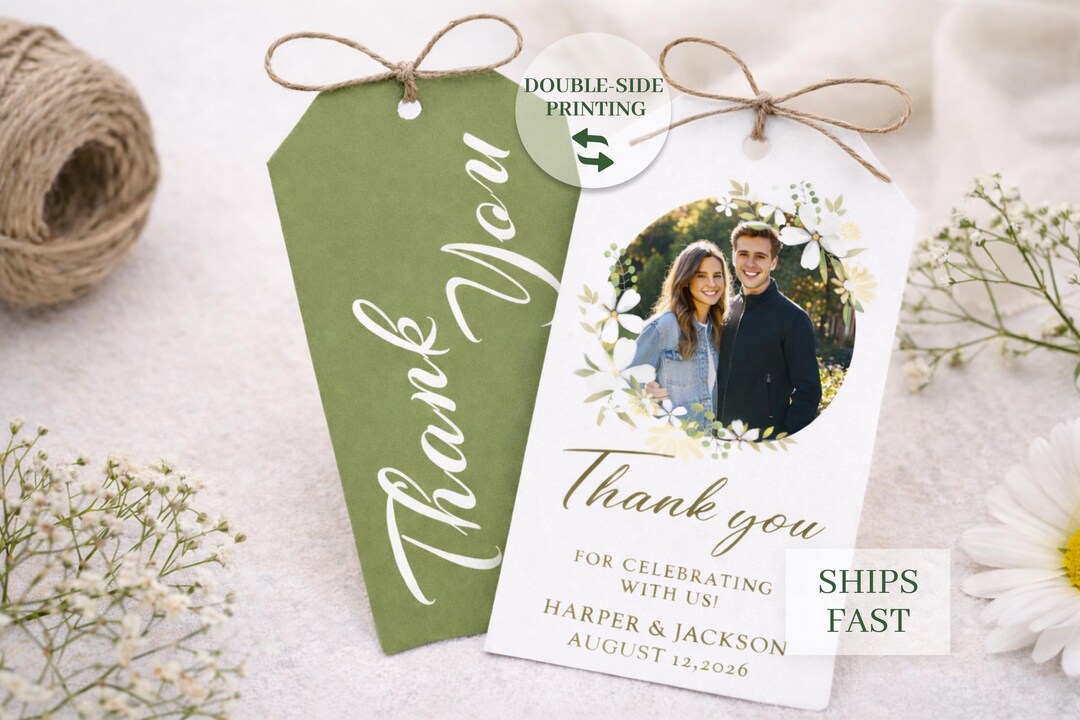 Set of 10/personalized Double Sided Photo Wedding Thank You Tags ...