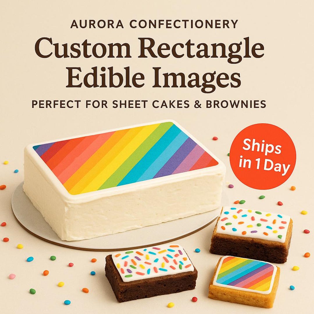 Custom Rectangle Edible Image: Full-page Frosting Image | Personalized ...