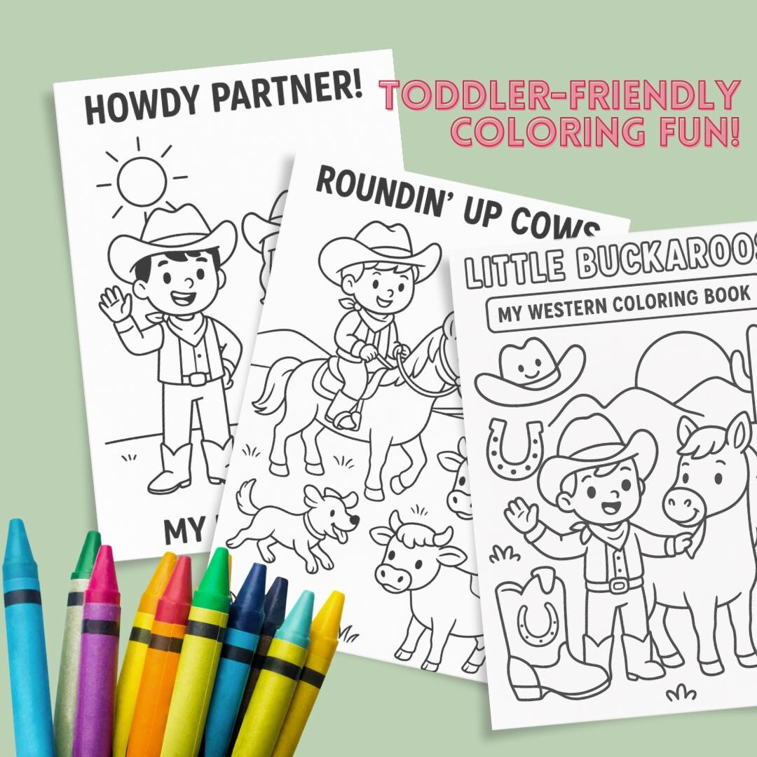 Kid’s Western Coloring Pages - Etsy
