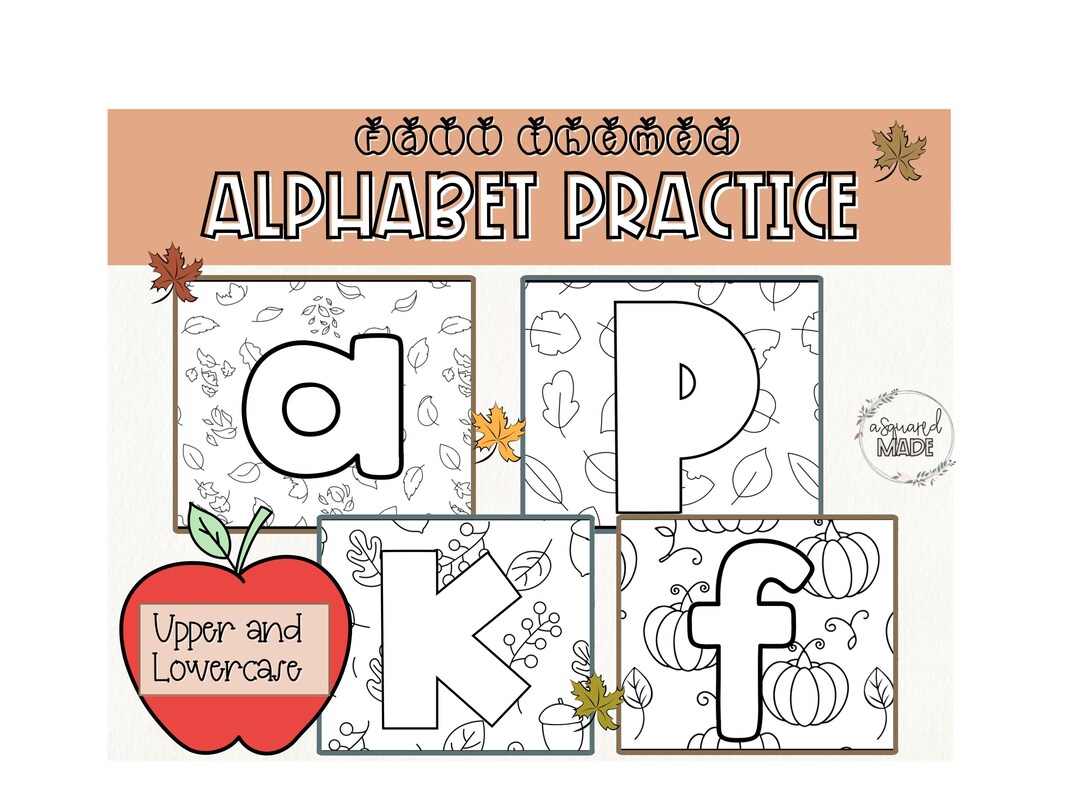 Fall Alphabet Tracing and Coloring Pages | Bubble Letters A–Z - Etsy