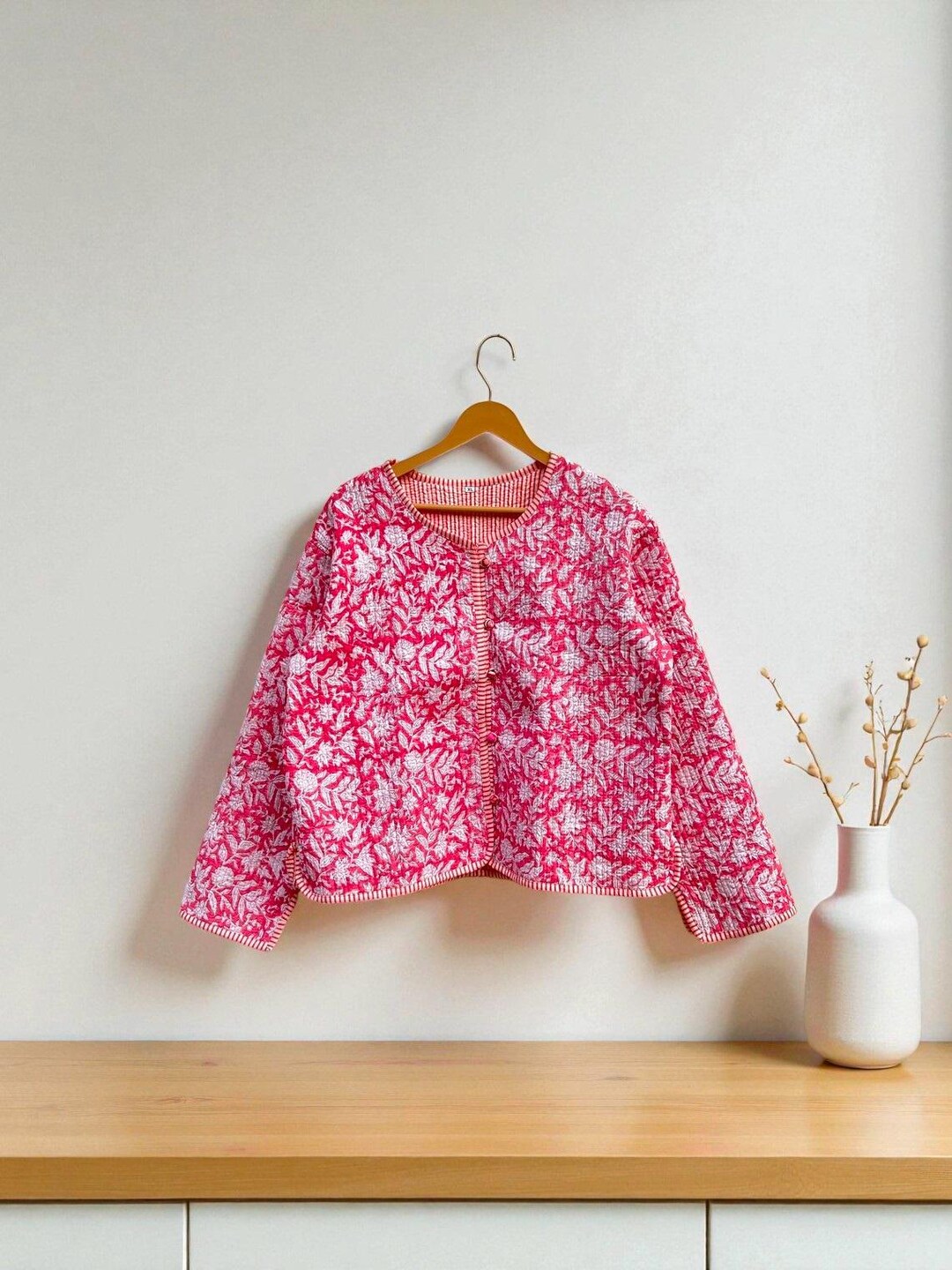 Ethnic Block Print Cotton Quilted Jacket – Warm Reversible Winter Coat ...