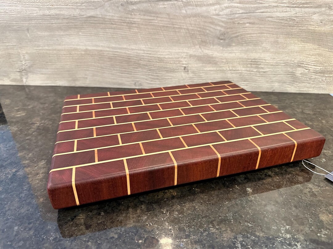 End Grain Brick Wall Butcher Block Cutting Board Made of Sapele and ...