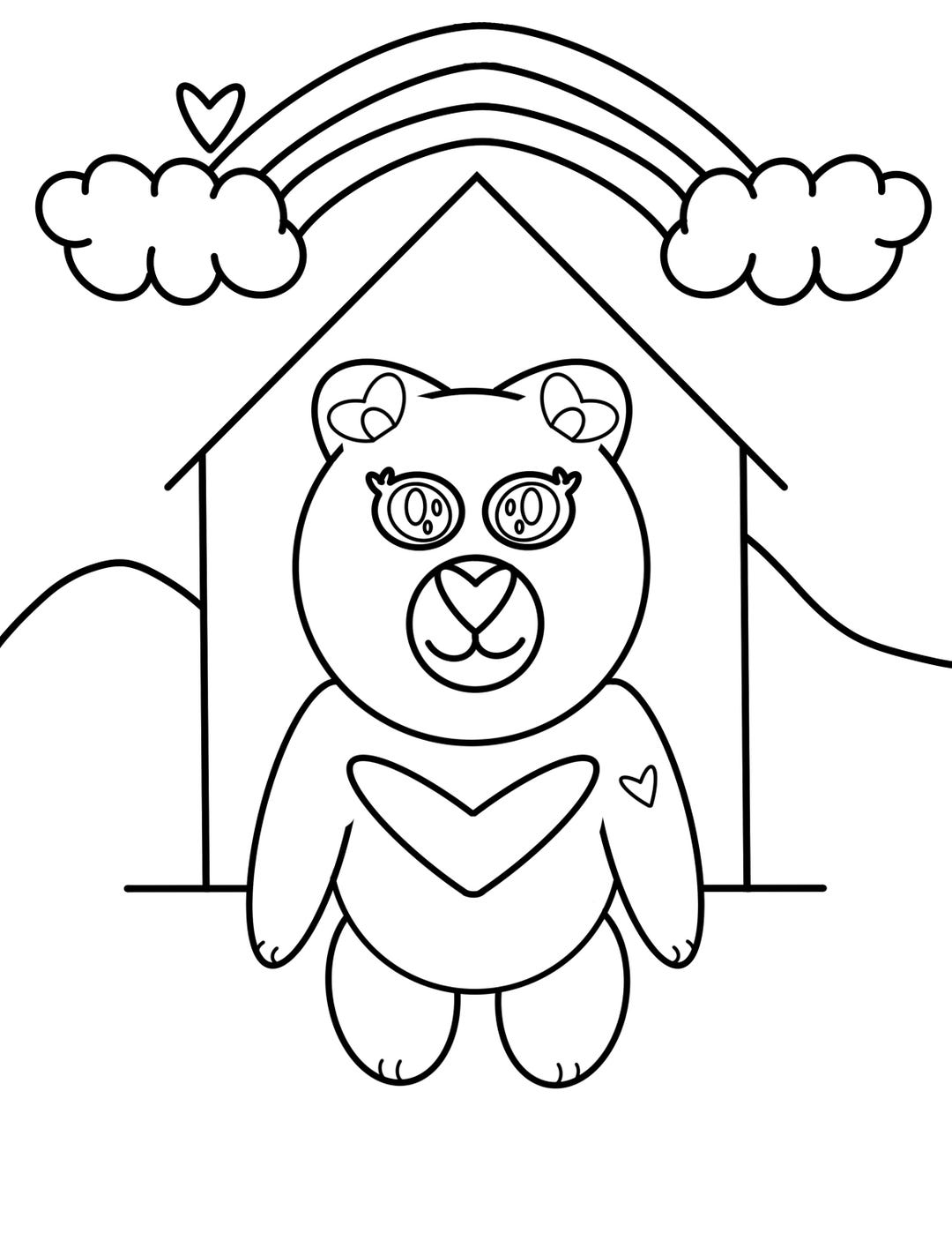 Kids Indoor Activity | Printable Bear Rainbow Coloring Page | Rainbow ...