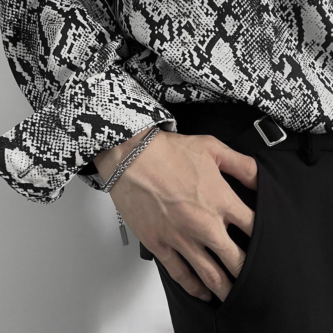 Layered Chain Bracelet for Men, Silver Tone Multi-strand Link Jewelry ...